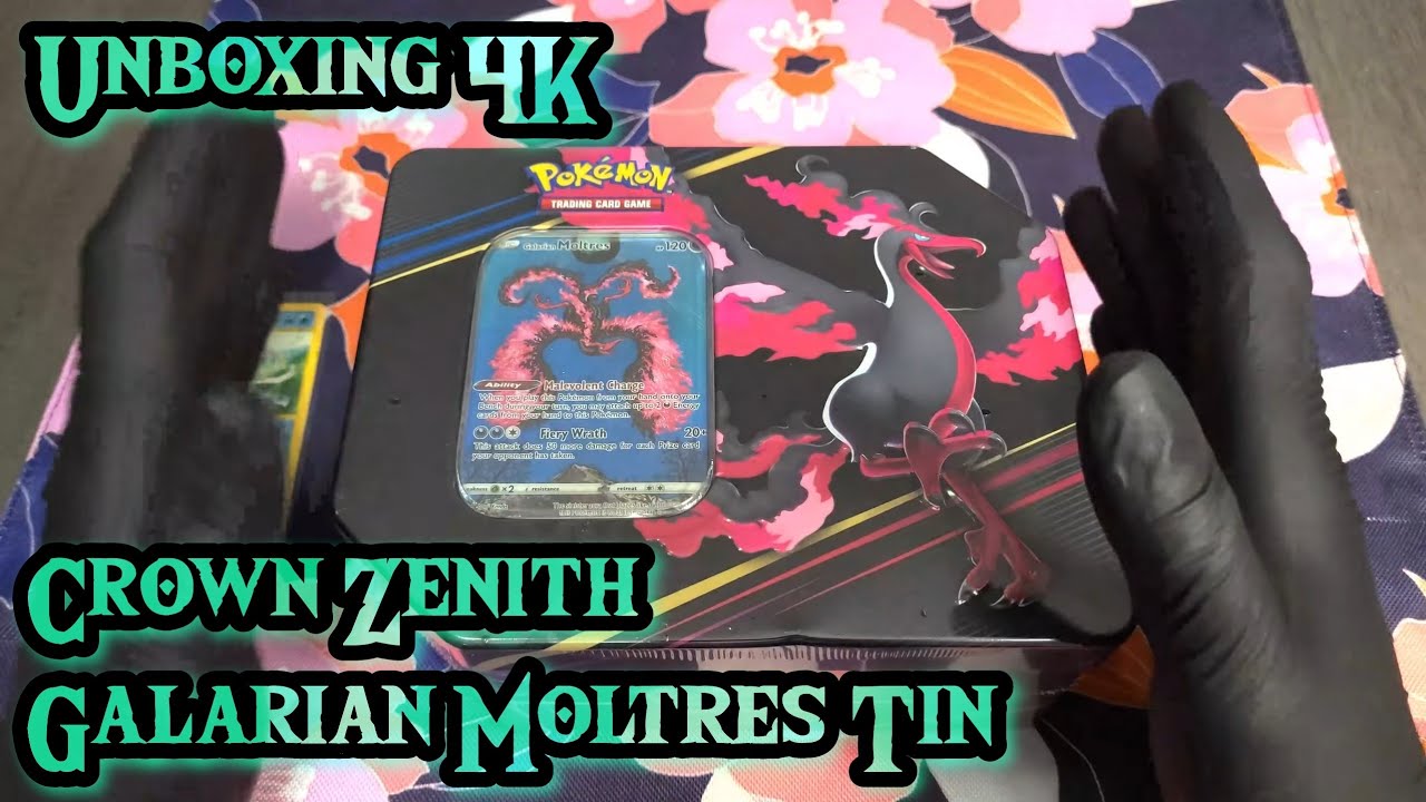 Pokémon TCG Crown Zenith Galarian Moltres Tin Unboxing 4K - YouTube