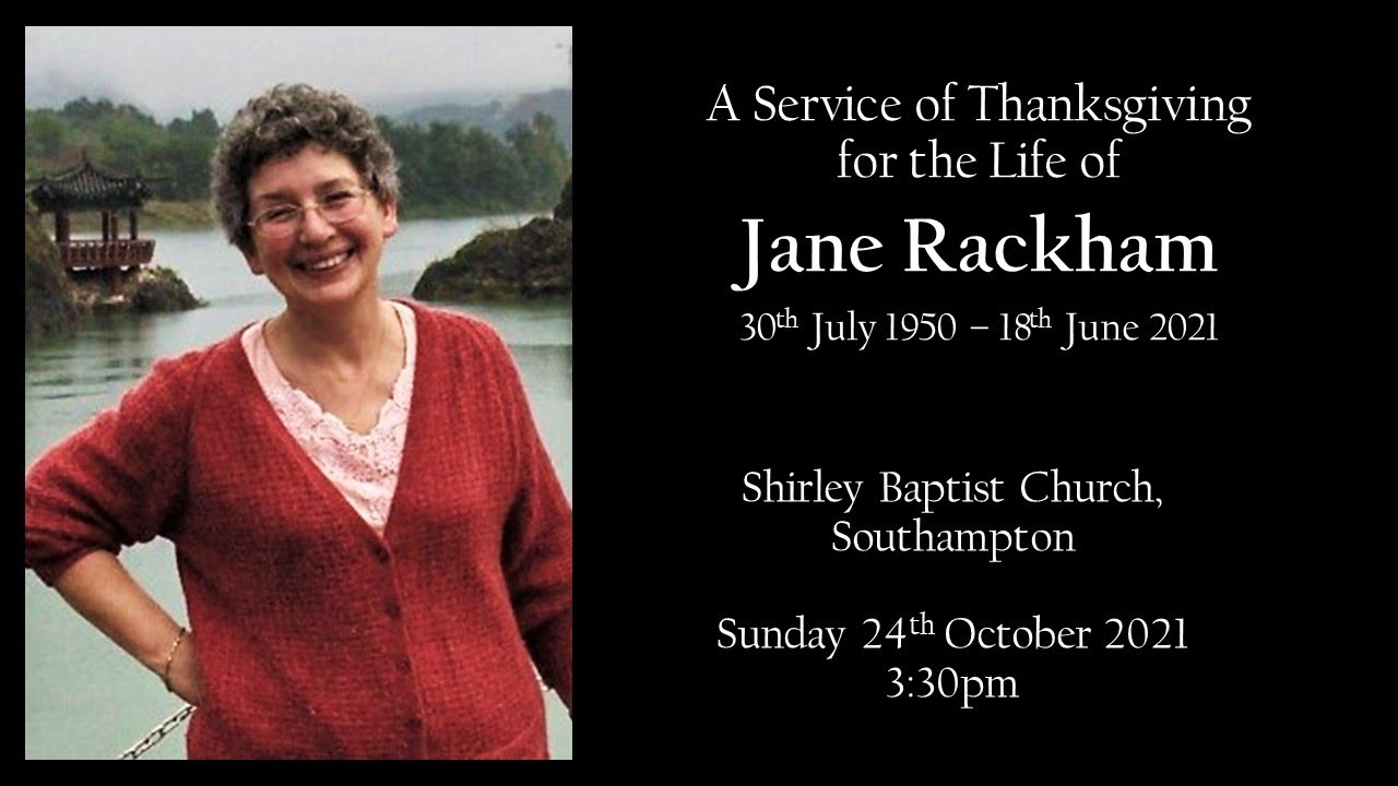 Service of thanksgiving for the life of Jane Rackham - YouTube
