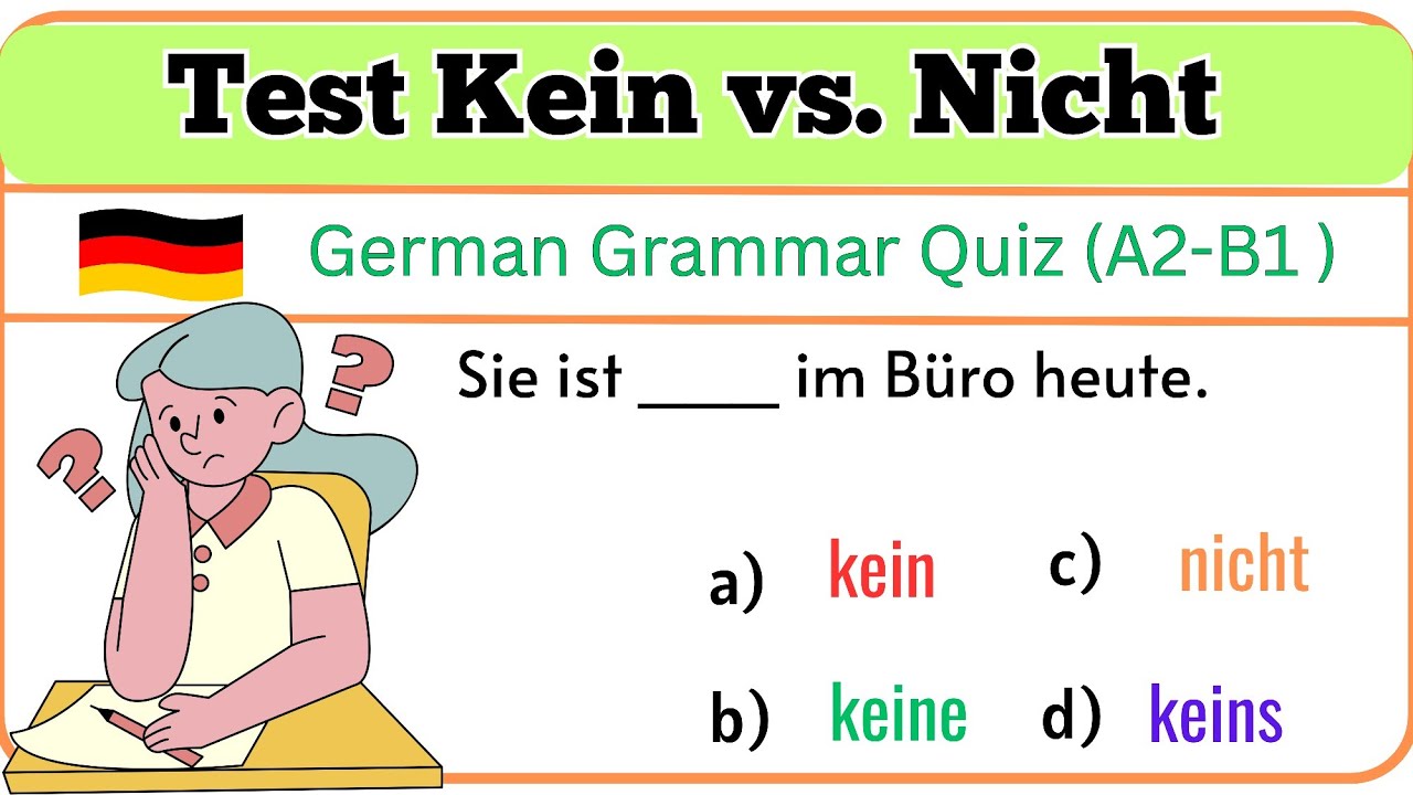 Learn German: Kein or Nicht? A2-B1 Quiz Fun | German Grammar Practice ...