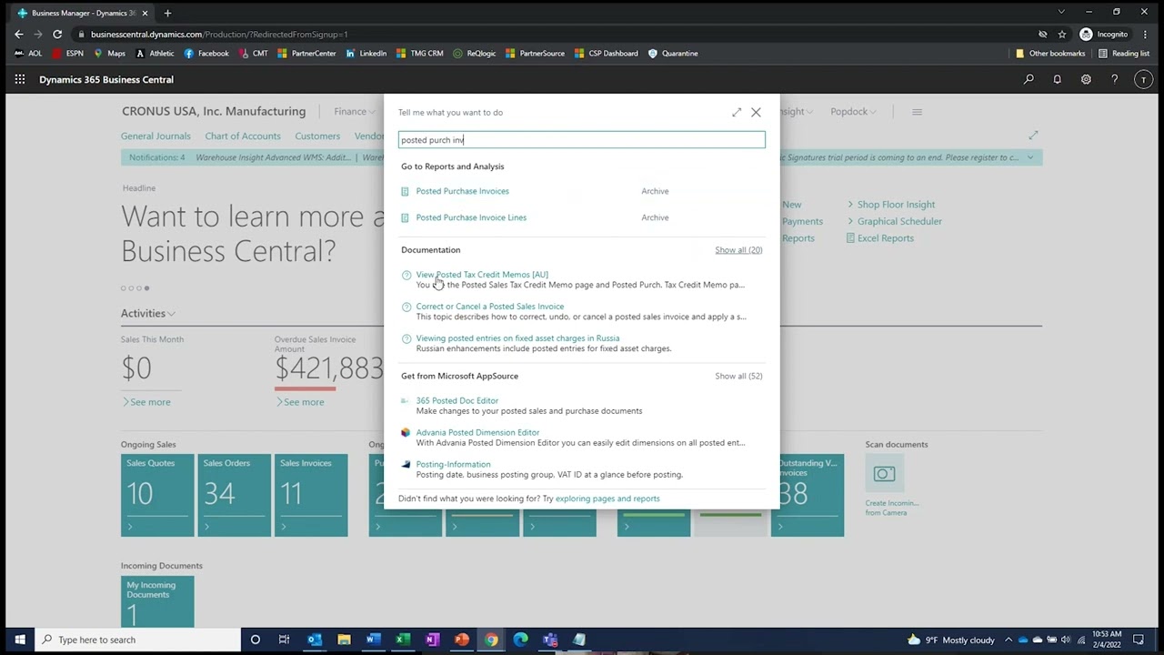 Microsoft Business Central Manufacturing Demo for Prospective Customer ...