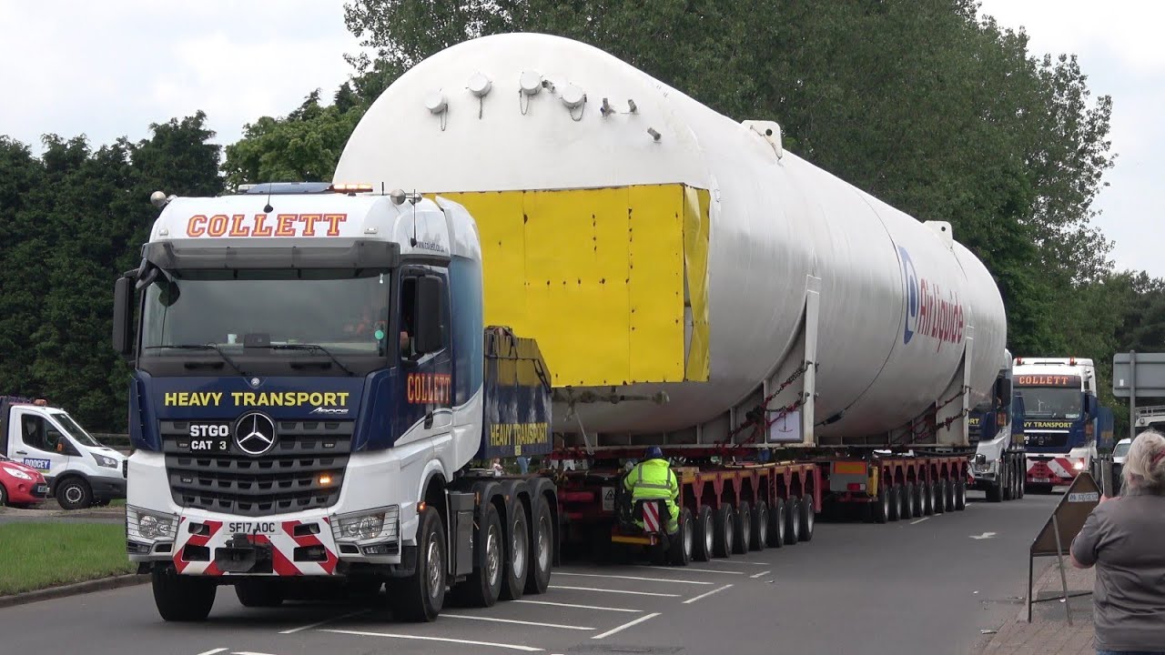 Huge oxygen tank passes through town in 2020 - YouTube
