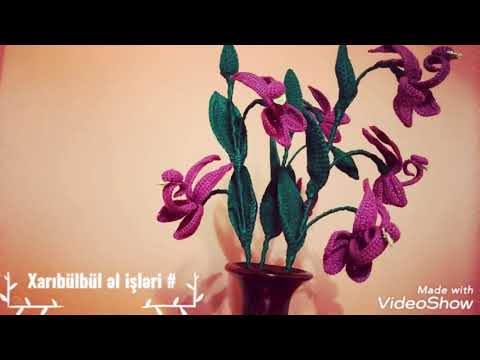 Əl işləri.Güldan. Toxunma Xarıbülbül . Səhləb çiçəyi.