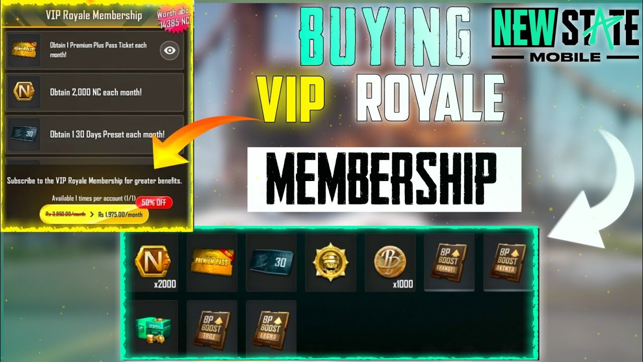 BUYING V.I.P ROYALE MEMBERSHIP IN NEW STATE MOBILE | NEW STATE MOBILR ...