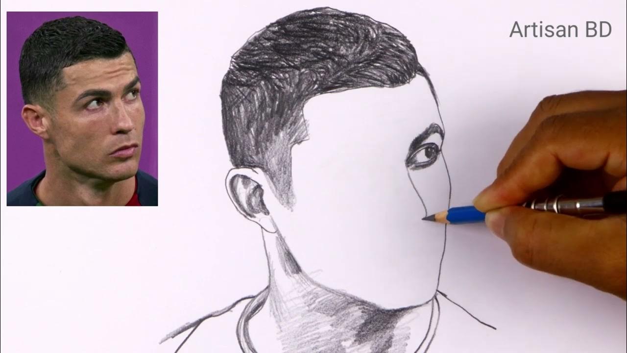 How to draw Cristiano Ronaldo || Realistic face Ronaldo Pencil Sketch ...