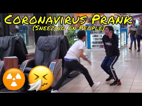 Coronavirus Prank (Sneezing on people) He Got Chased!!!!