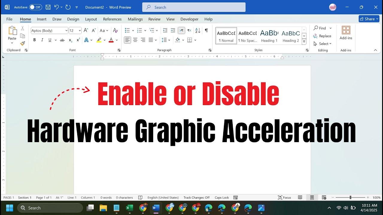 How to Enable or Disable Hardware Graphic Acceleration in MS Word - YouTube