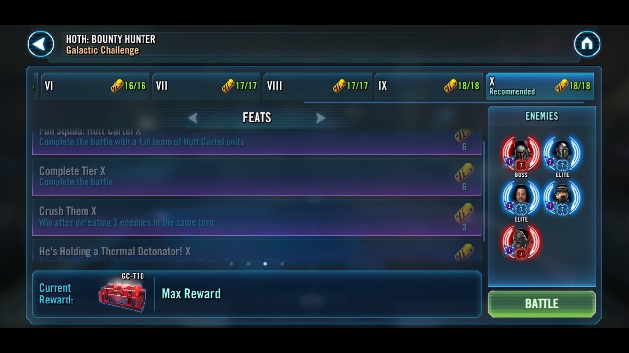 SWGOH gc HOTH: BOUNTY HUNTER - Hutt Cartel vs Bounty Hunter all feats ...