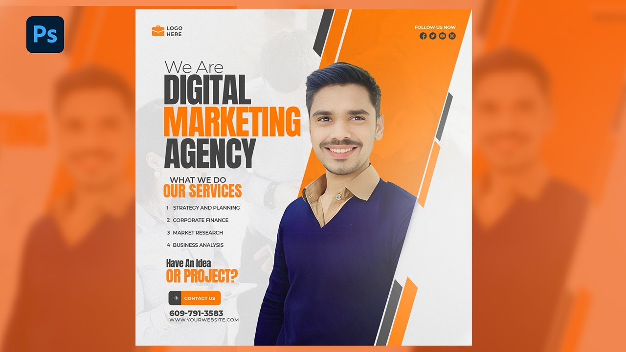 How to Design Social Media Post Photoshop Tutorial Poster Design - YouTube