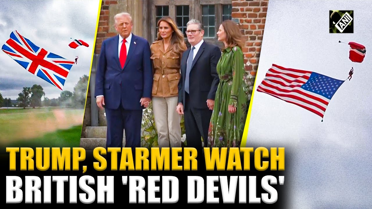 President Trump and UK PM Starmer watch British 'Red Devils' parachute ...