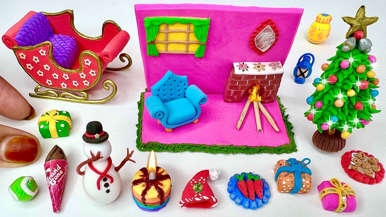 DIY How To Make Polymer Clay Miniature Christmas Tree, Santa Claus ...