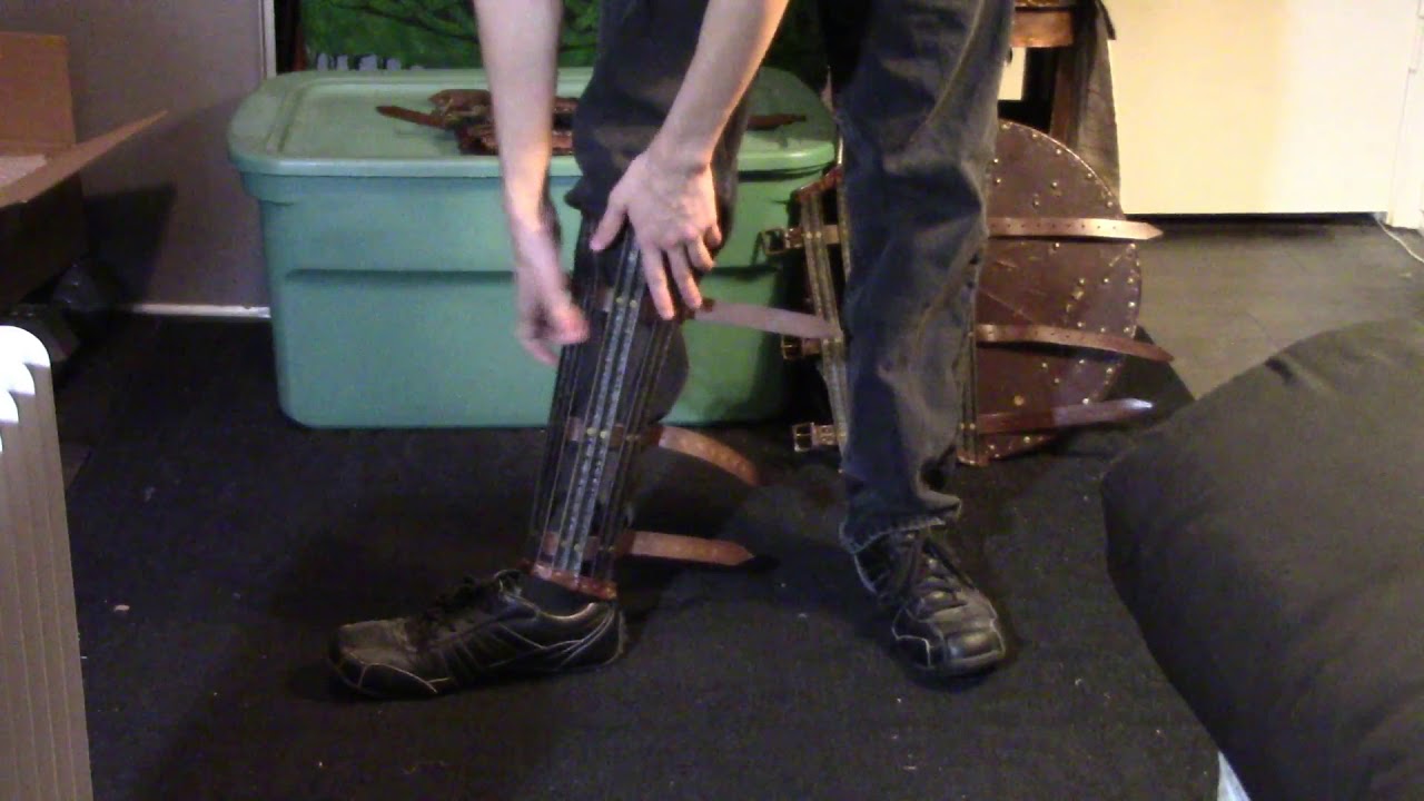 Splinted 18g Leg Armor Viking Greaves - YouTube