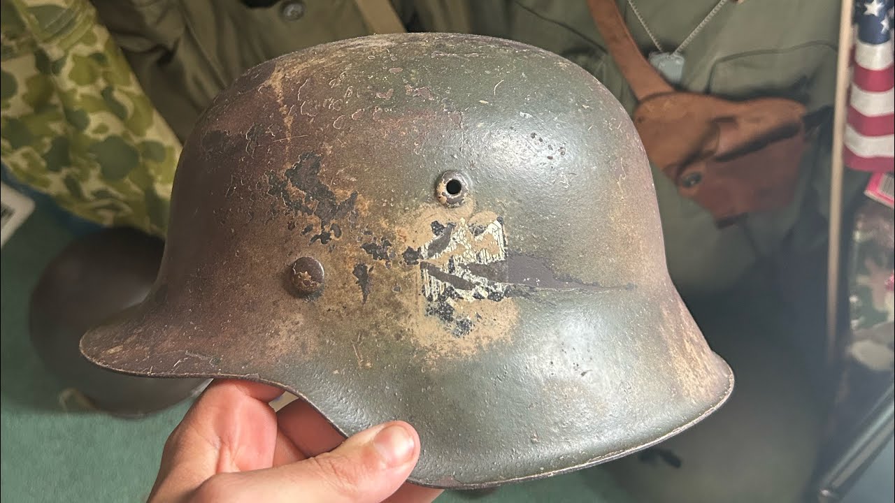 Original WW2 German Normandy Camo Helmet - YouTube
