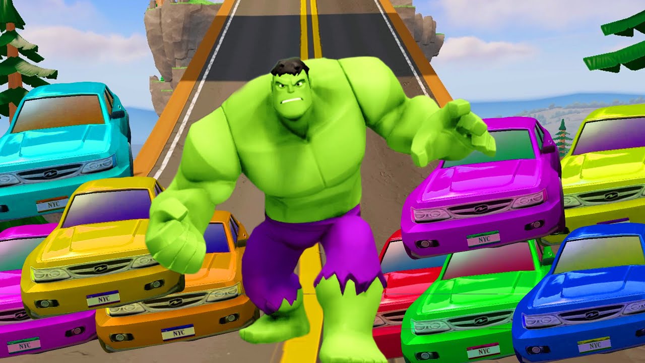 ANGRY HULK CRASHING 100 CARS | ANGRY HULK SMASH RED CARS - YouTube