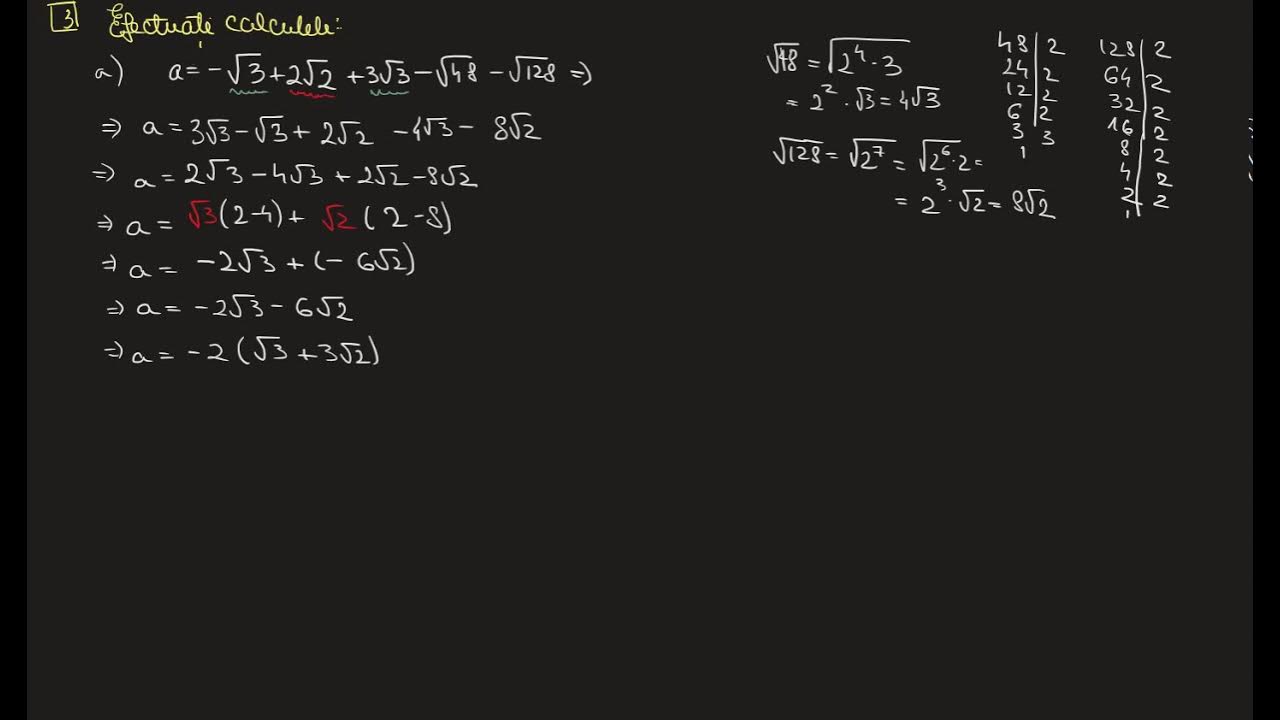 Radicali- scoaterea factorilor de sub radicali si calcule - YouTube
