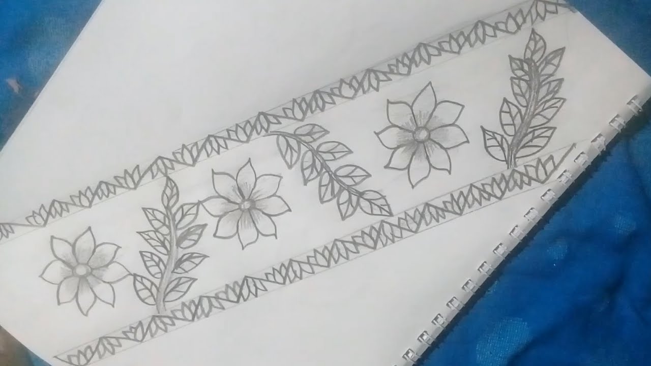 How to draw cloth border design /border embroidery design - YouTube