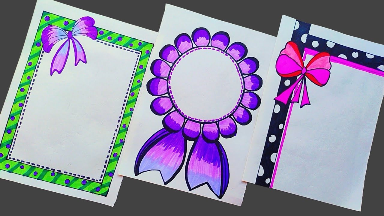 Ribbon Draw/Easy Border Design/Border Design For Project/Front Page ...