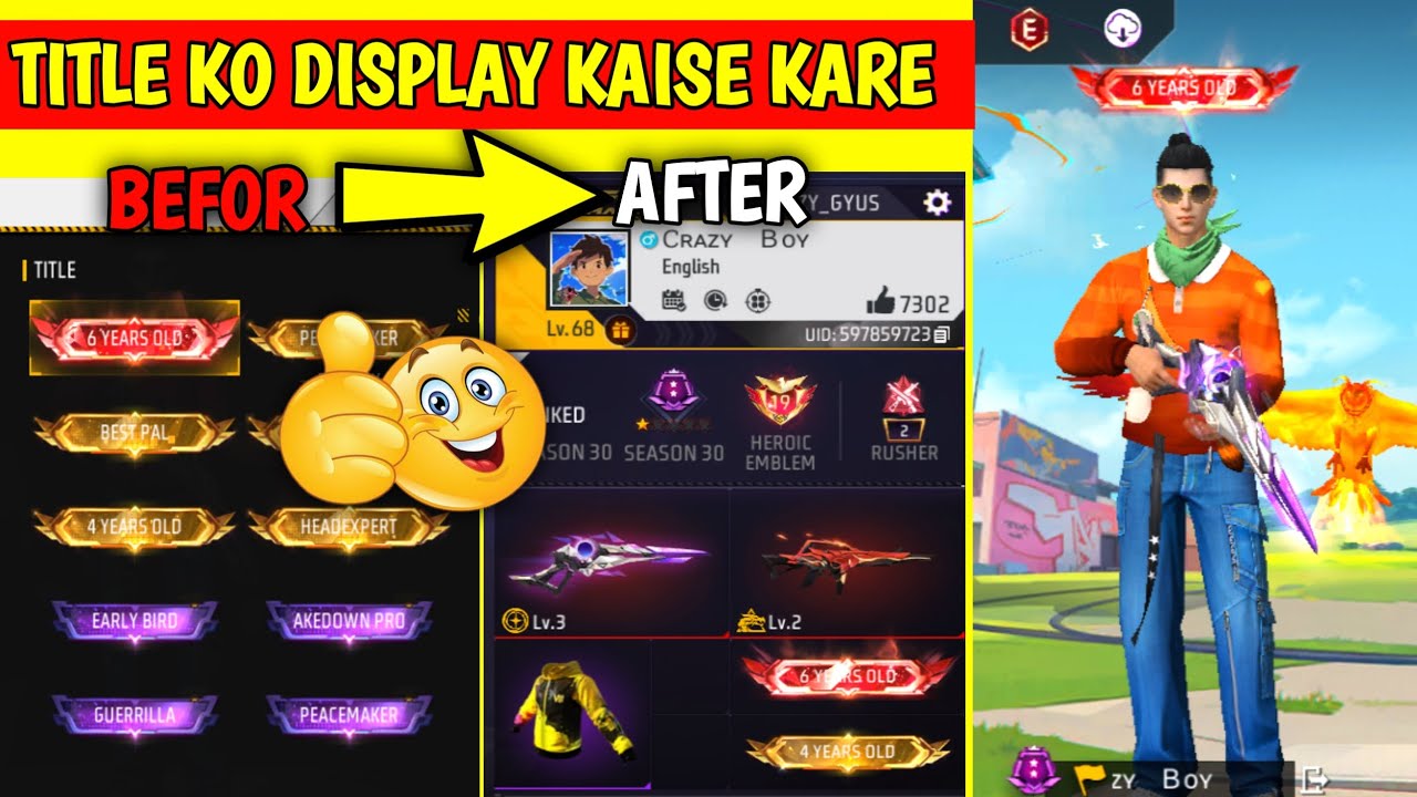 Apne Free Fire Id ma Title Kaise Lgaye 🔥|| How To Use Title In Free ...