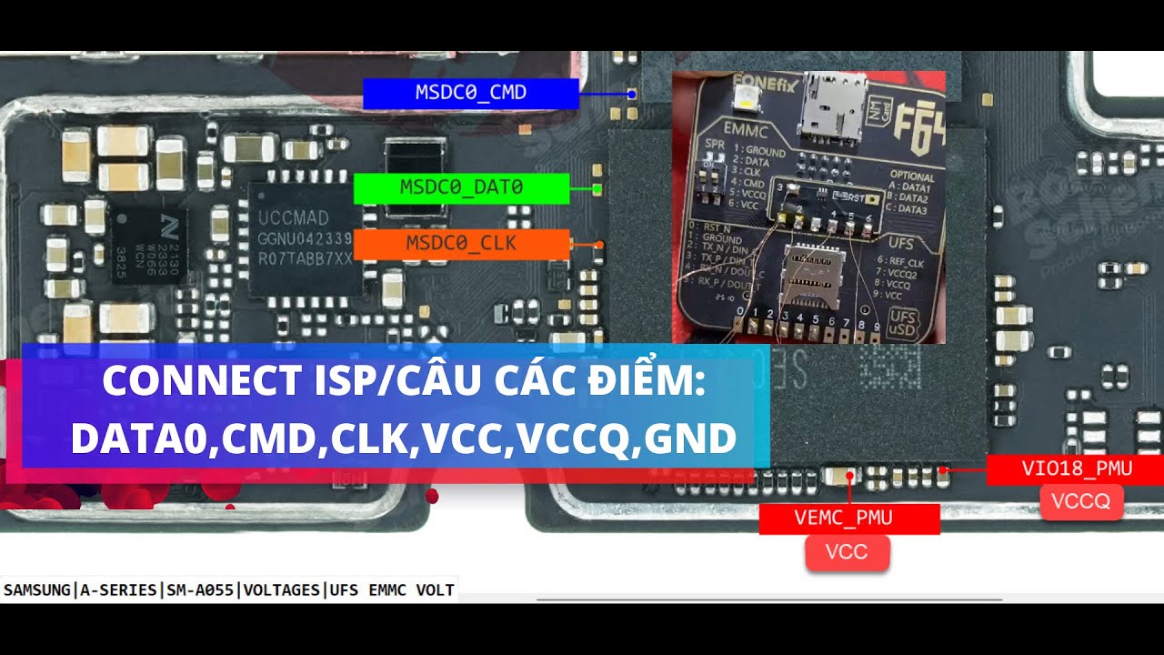 SAMSUNG A055F BIT 8 FRP REMOVE DONE BY F64 BOX (ISP EMMC) - YouTube