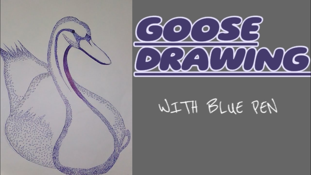 Goose drawing with blue pen|| easy way ||watch to see how it's done ...
