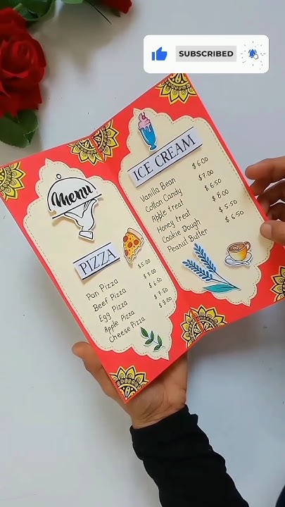 simple and beautiful menu card design ll #menucard #papercraft # ...