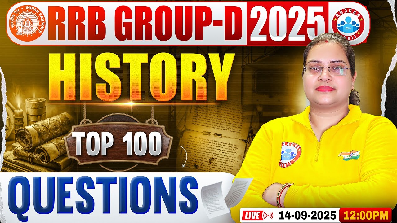 RRB Group D History Classes 2025 | Group D History Top 100 Questions ...