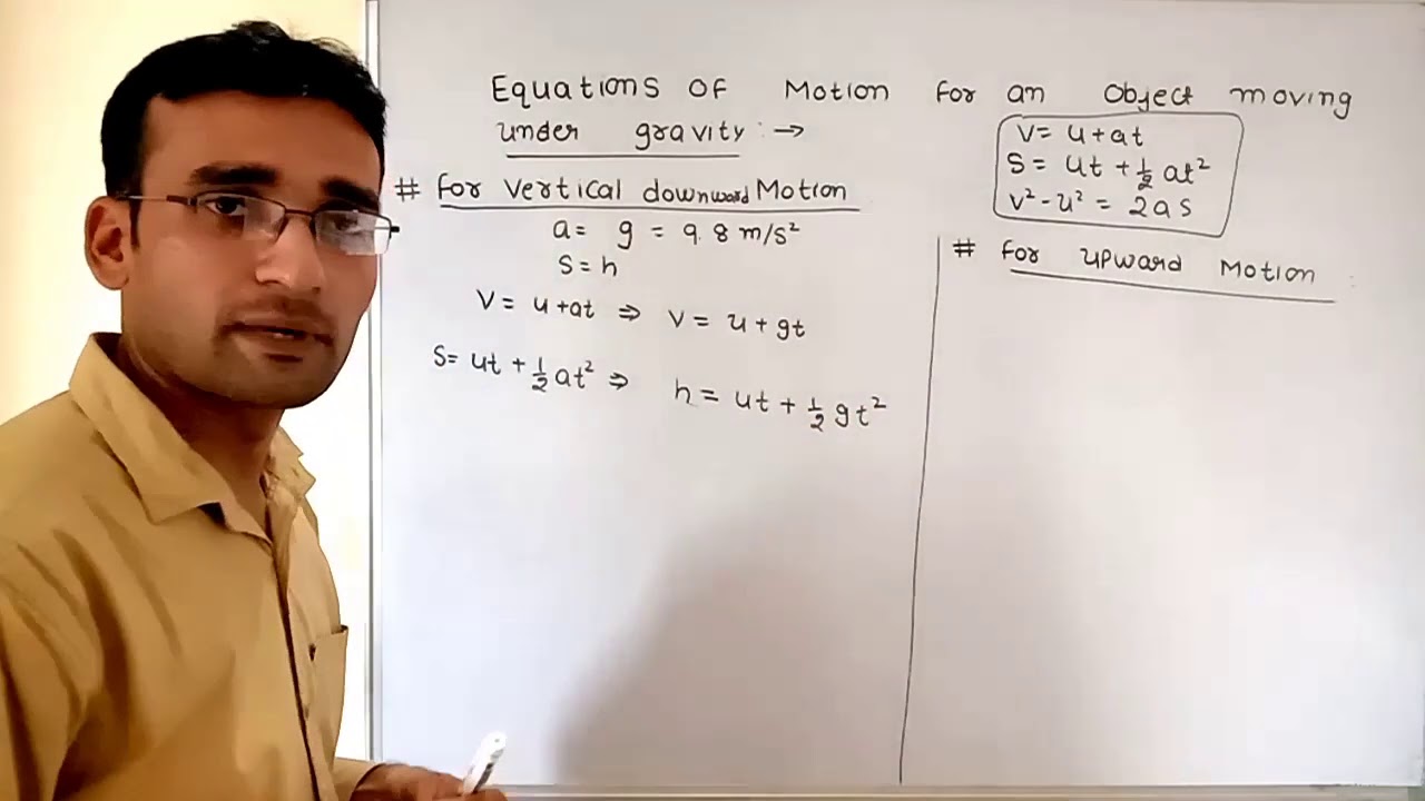 Equations of Motion for an Object moving under gravity - YouTube