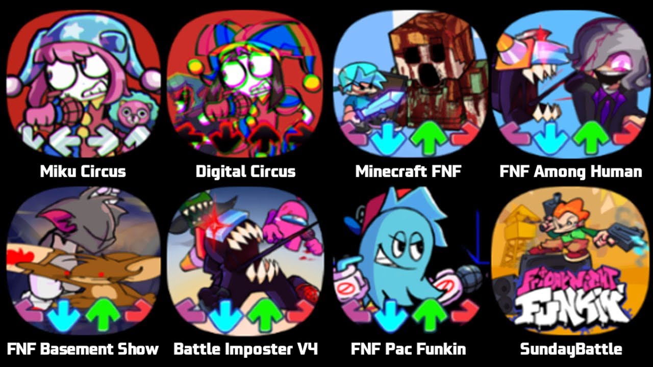 FNF Meme Mania, FNF Digital Circus, FNF Pomni, FNF Minecraft, FNF ...