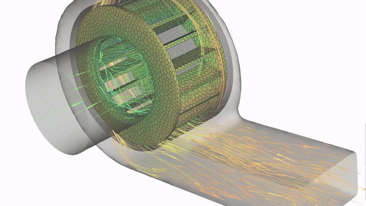 Transient CFD analysis of a radial fan with scFLOW - YouTube