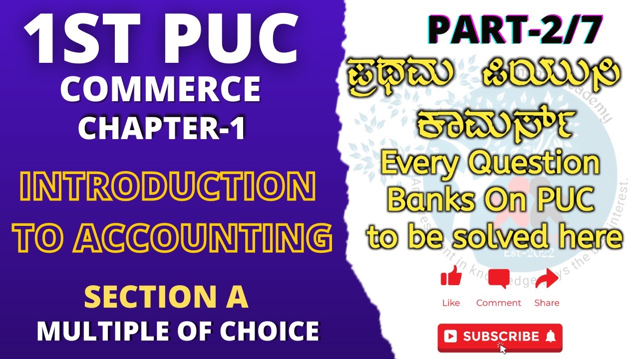 Part 2/7| Introduction to Accounting | multiple of choice | #class11 ...