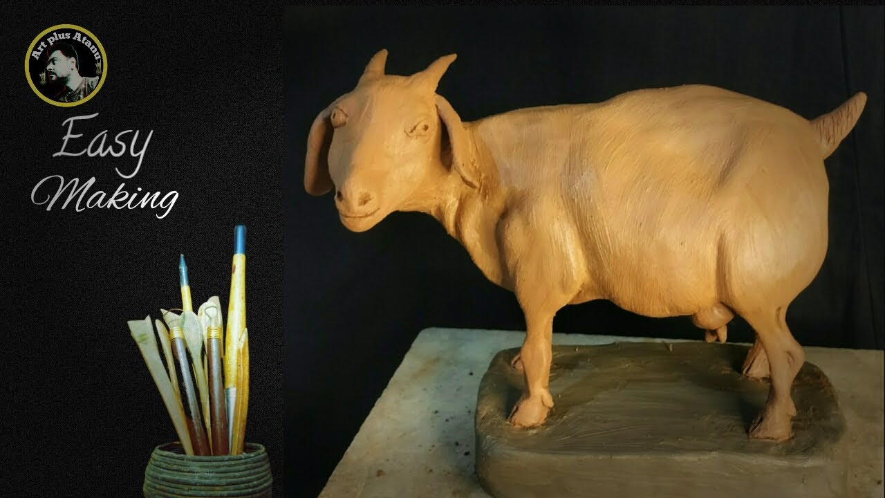 Goat making with clay / how to make clay animal model 🌸💟 #goat #clay # ...