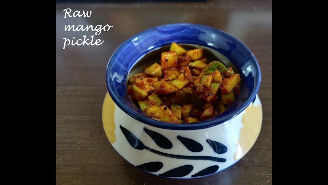 How to make: Raw mango pickle | Uma's Veg Delights - YouTube