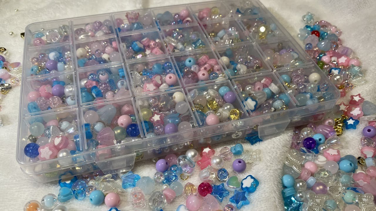 ASMR bead sounds | trying to fit the beads in a container | organising ...
