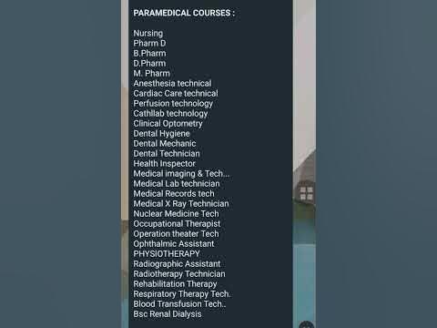 LIST OF PARAMEDICAL COURSES AFTER 12 TH STANDARD| PARAMEDICAL COURSES WITHOUT NEET EXAM 2022 ...