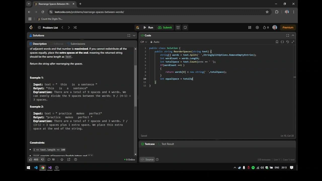LeetCode Soru 1592 Rearrange Spaces Between Words - YouTube