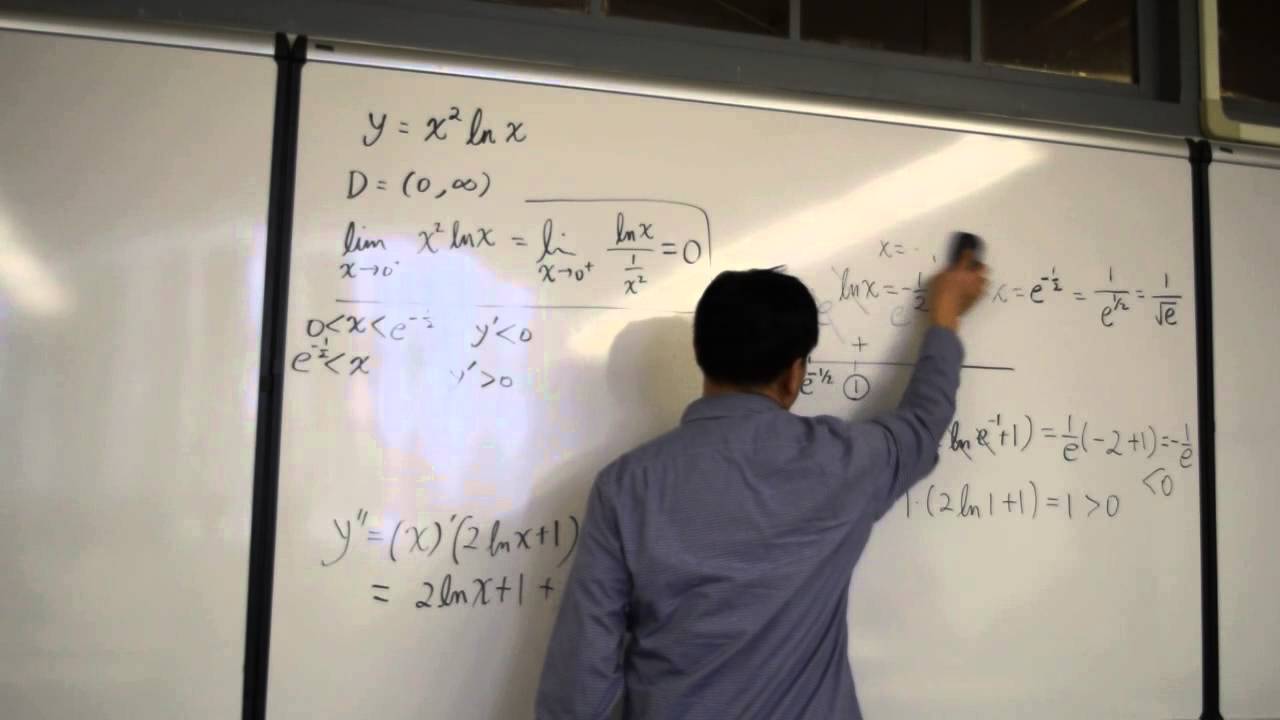 Curve Sketching x^2 ln(x) - YouTube