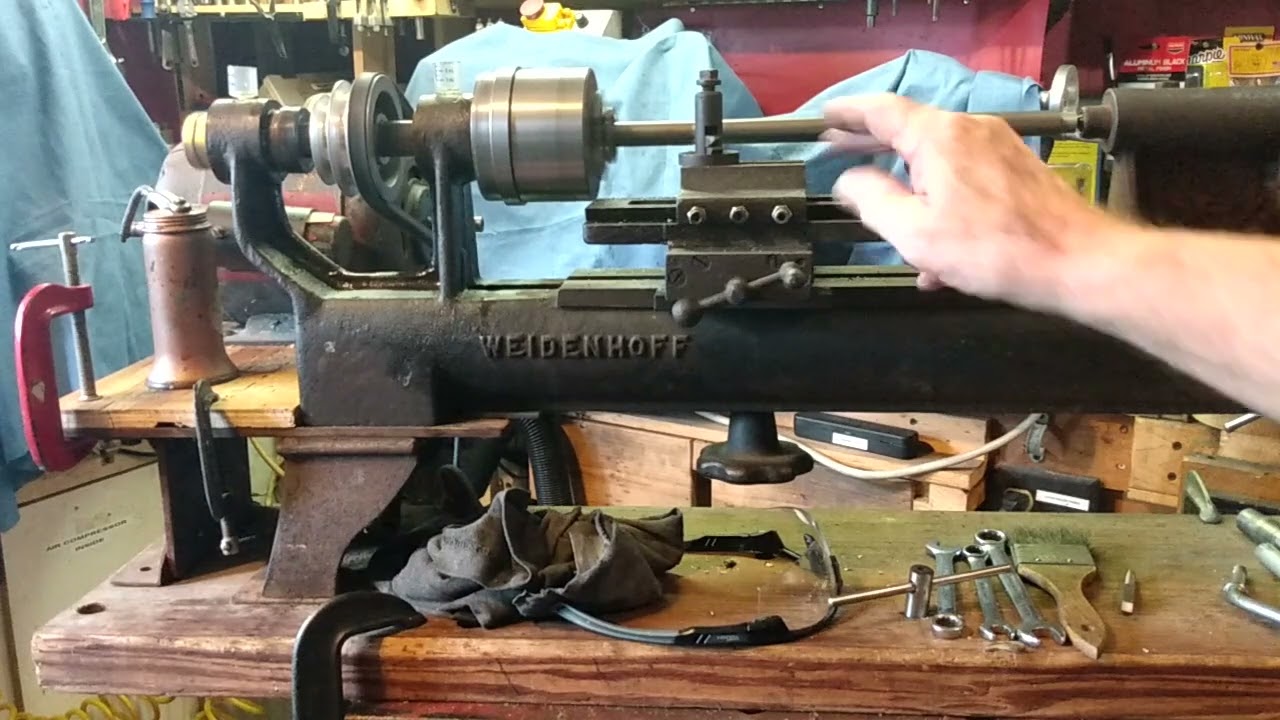 Antique Weidenhoff 1920's metal lathe - YouTube