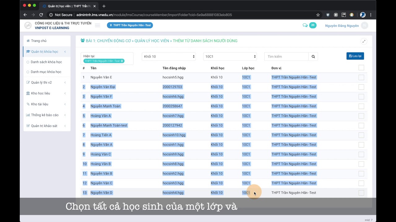 [VNPT e-Learning 04] Cách tạo Khóa học - Phần 3: Thêm học viên vào khóa ...