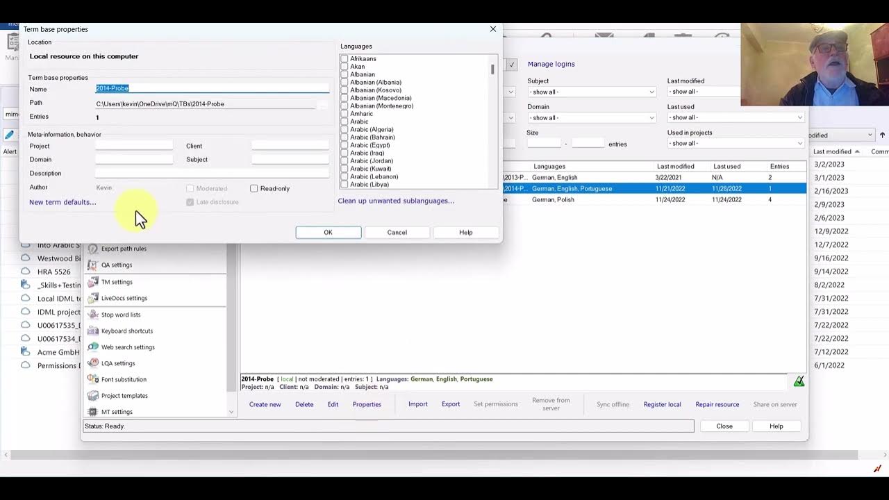 Changing a memoQ resource name - term base - YouTube