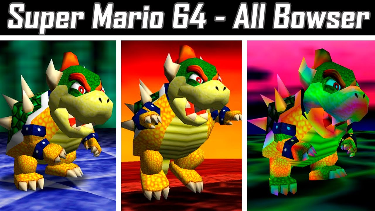 Super Mario 64 - All Bowser [4K / 60FPS / No Damage / Widescreen] - YouTube