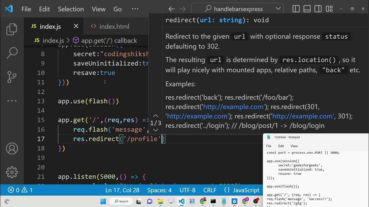 How to Display Flash Messages using connect-flash Module in Node.js and Express - YouTube