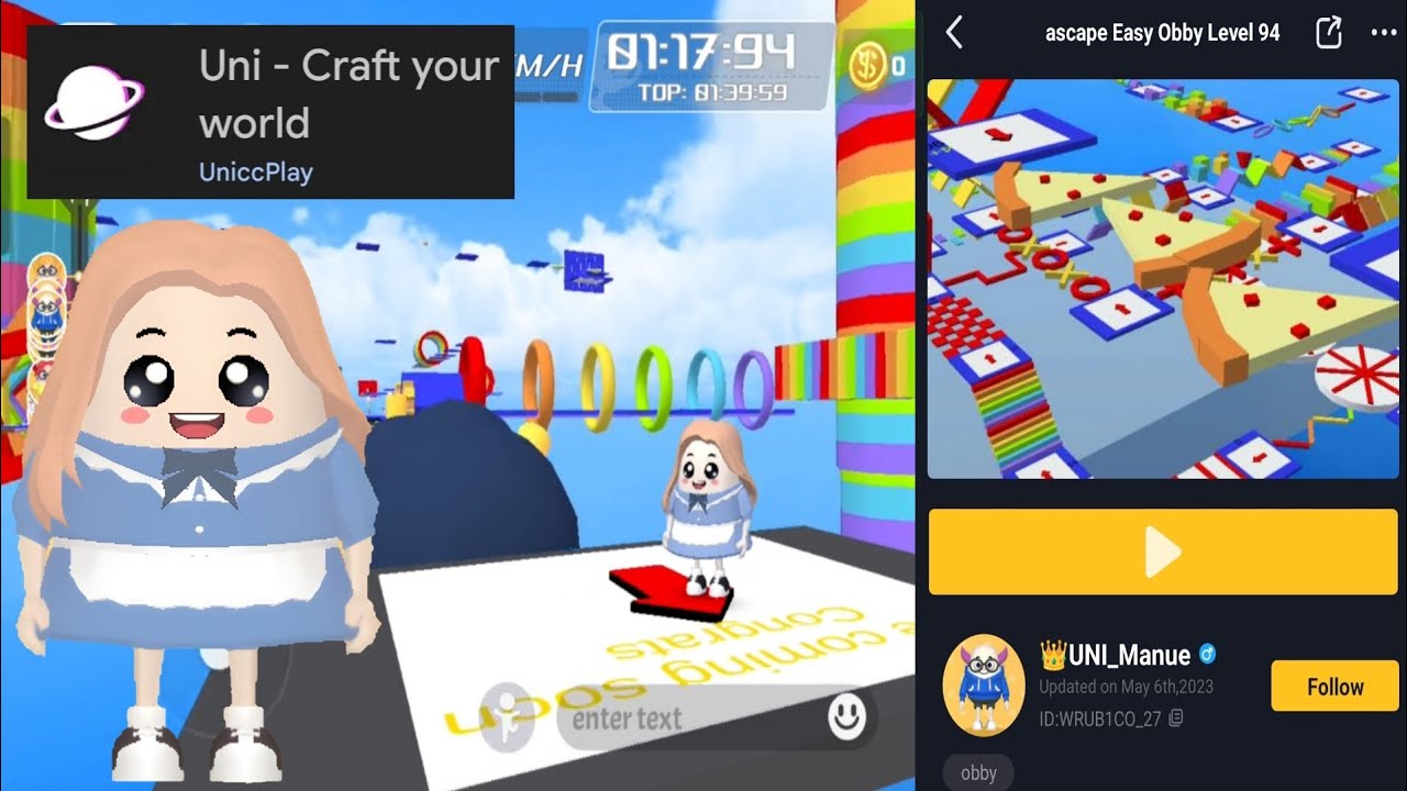 Short Hard Obby l Full Gameplay l UNI Craft your world - YouTube