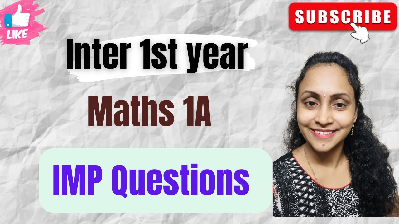 Maths 1A || IMP Questions || Inter 1st year || - YouTube