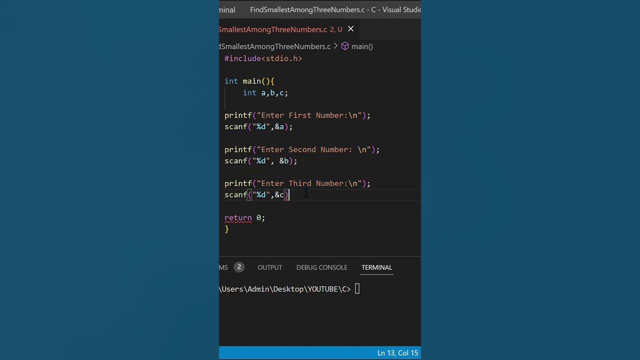 SMALLEST NUMBER IN C | Beginner's guide | C Programming Tutorial | smallest Number | Coding in c ...