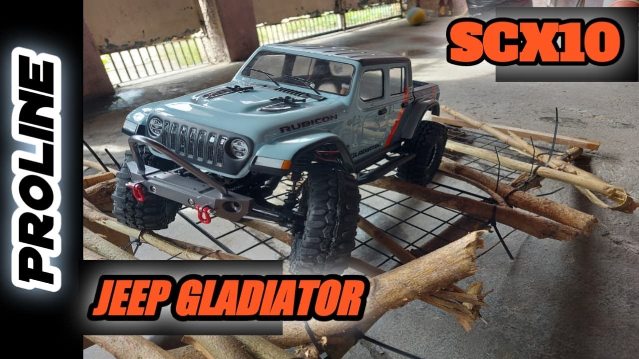 Axial Scx10 with new Proline Jeep Gladiator Body Shell - YouTube
