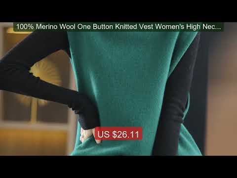 100% Merino Wool One Button Knitted Vest Women's High Neck ... -- Top Pick 2026 | Unbeatable Price!