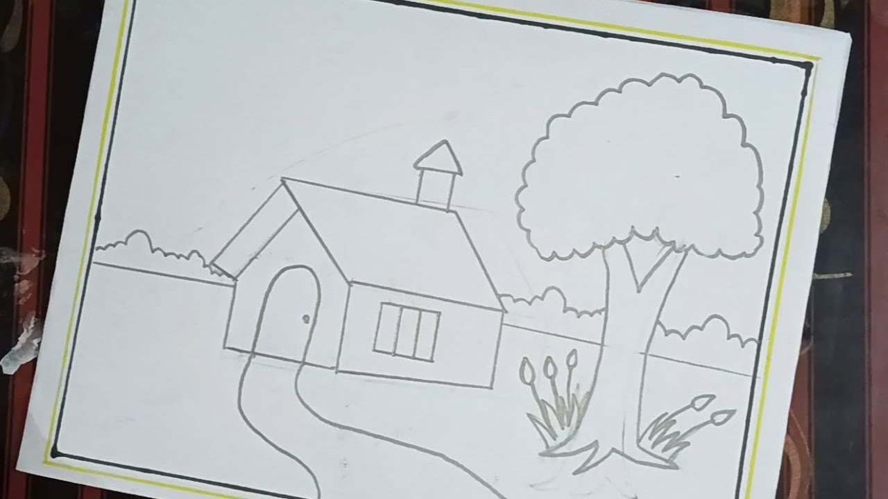 how to draw a beautiful simple scenery drawing small scenery drawing ...