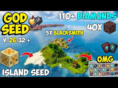 🔥Ultimate Island [God Seed] For Minecraft 26.32+ Bedrock & PE | 5 Blacksmith Village Survival Island