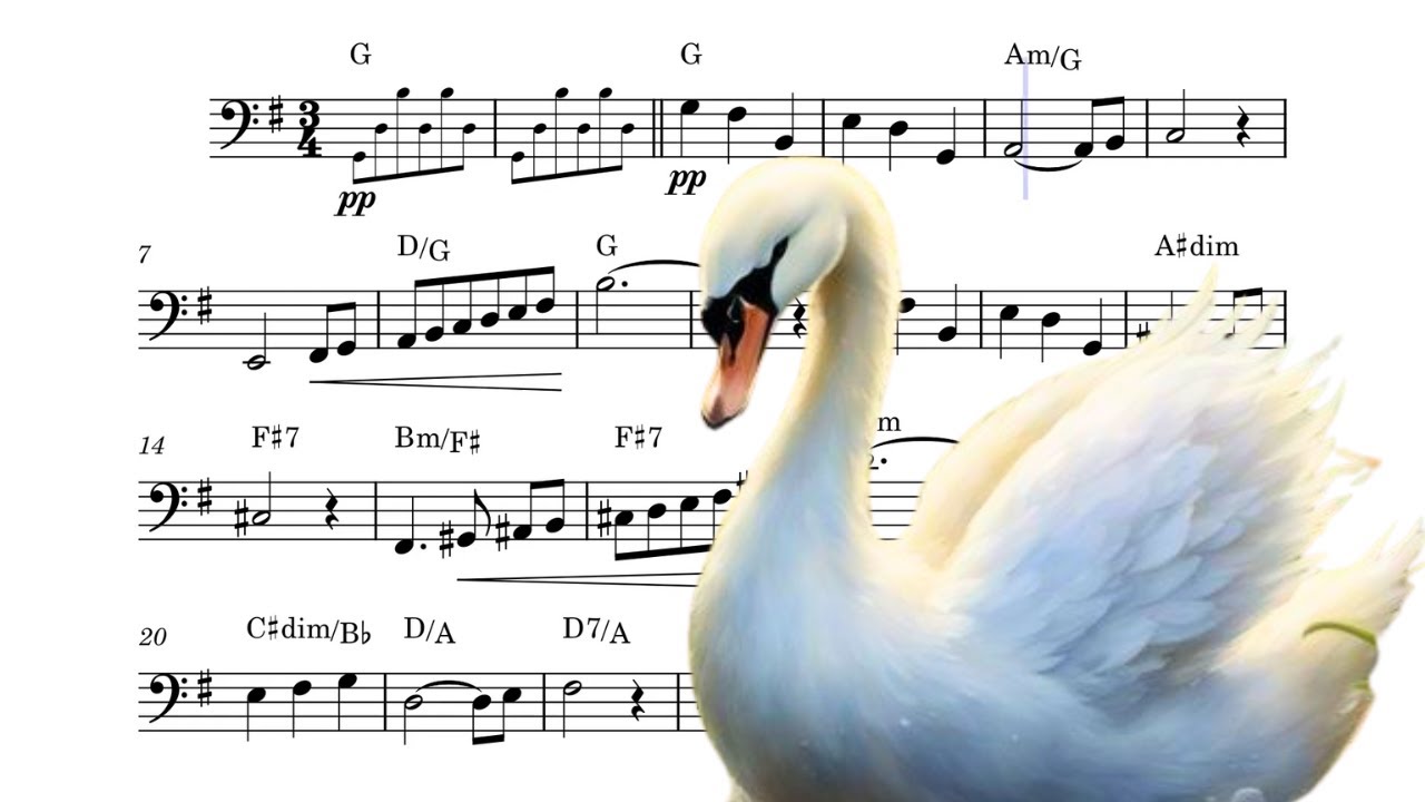 The Swan (Saint-Saëns) | Cello/Trombone Sheet Music (Bass Clef ...
