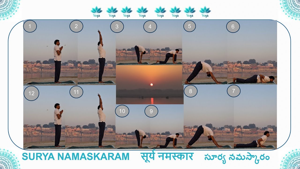 SURYA NAMASKARAM [with Names] सूर्य नमस्कार [आसन नाम के साथ] సూర్య ...