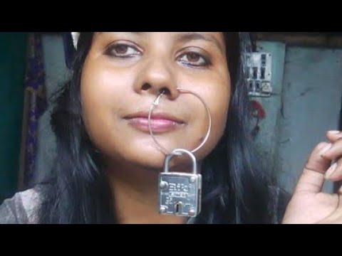 Padlock nose pin and wearing earrings challenge video //@RIYA-khai-khai ...